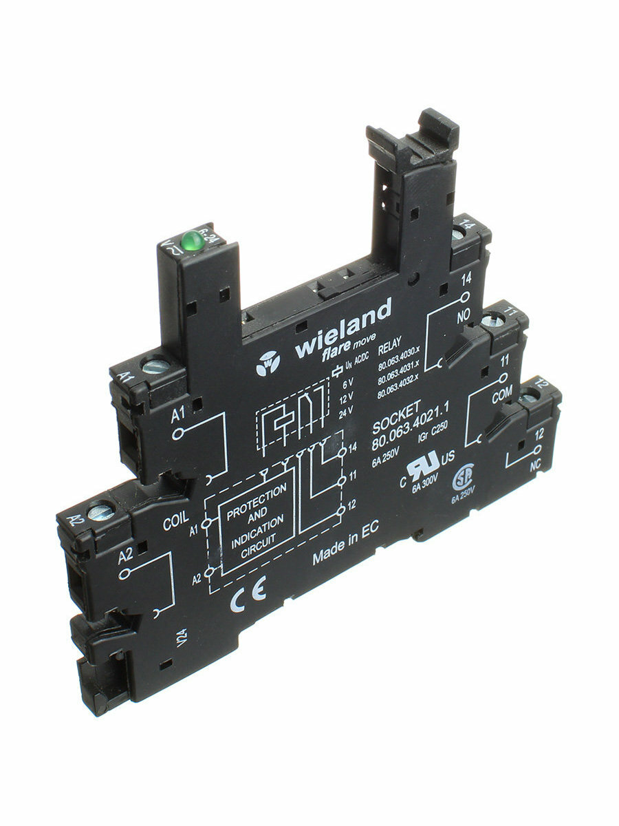 Розетка для реле Wieland 80.063.4021.1 12V SF38 Flare move на DIN-рейку