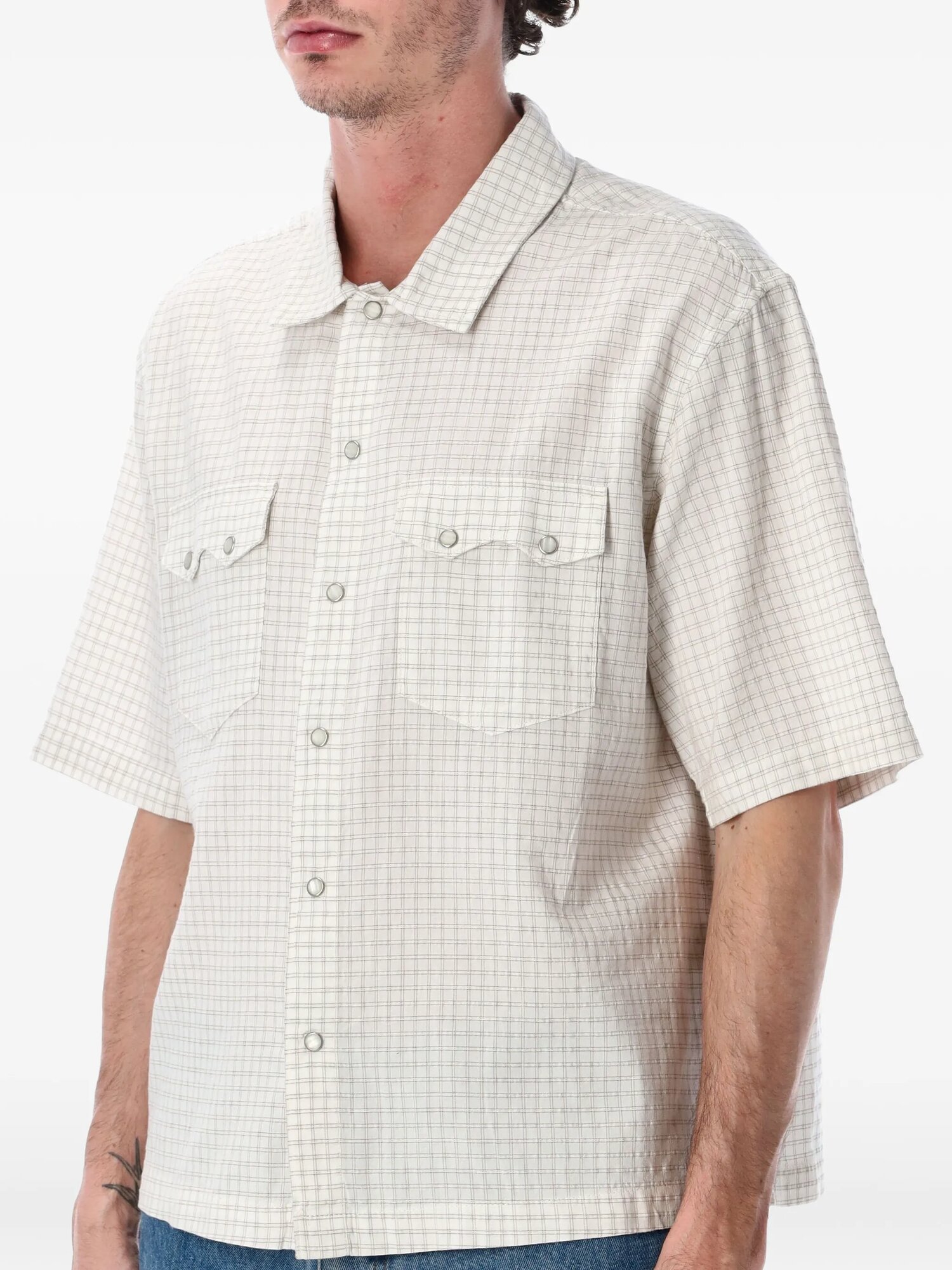 Рубашка Levi's Check-pattern short-sleeve shirt, размер XL, white — фото 1