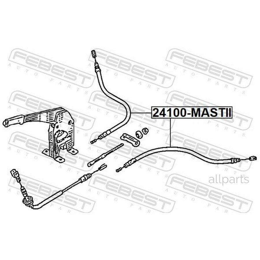 FEBEST 24100-MASTII Трос ручного тормоза OPEL MOVANO/RENAULT MASTER 98- 1737/1439мм