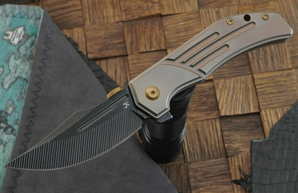 Складной нож Kansept Knives Orion, сталь CPM S35VN, BW/CNC, рукоять титан с бронзовым анодированием