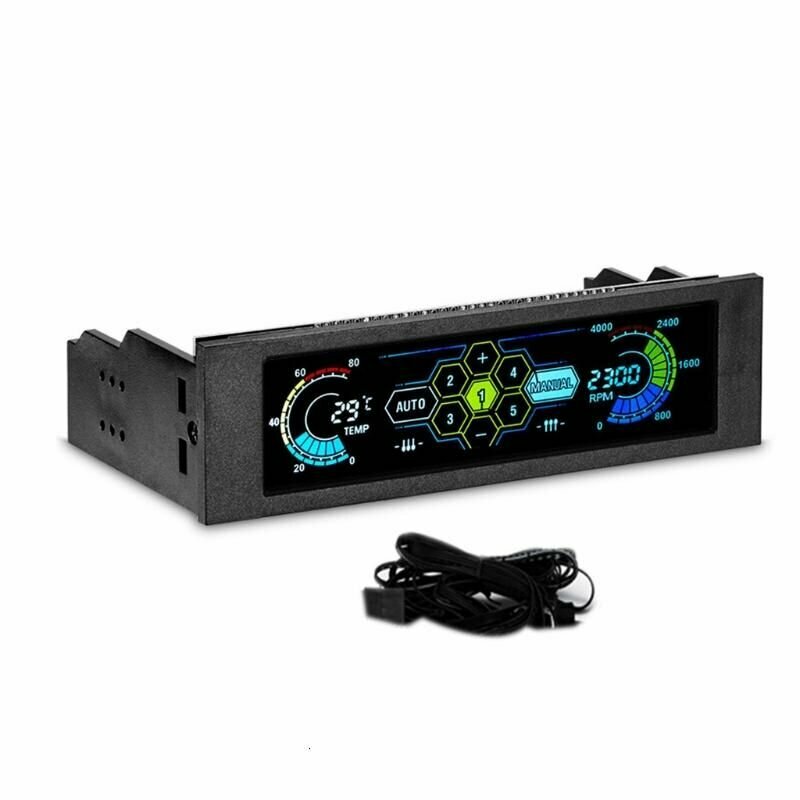 Регулятор скорости 5 вентиляторов 5.25" с LCD дисплеем и термостатом для корпуса ПК