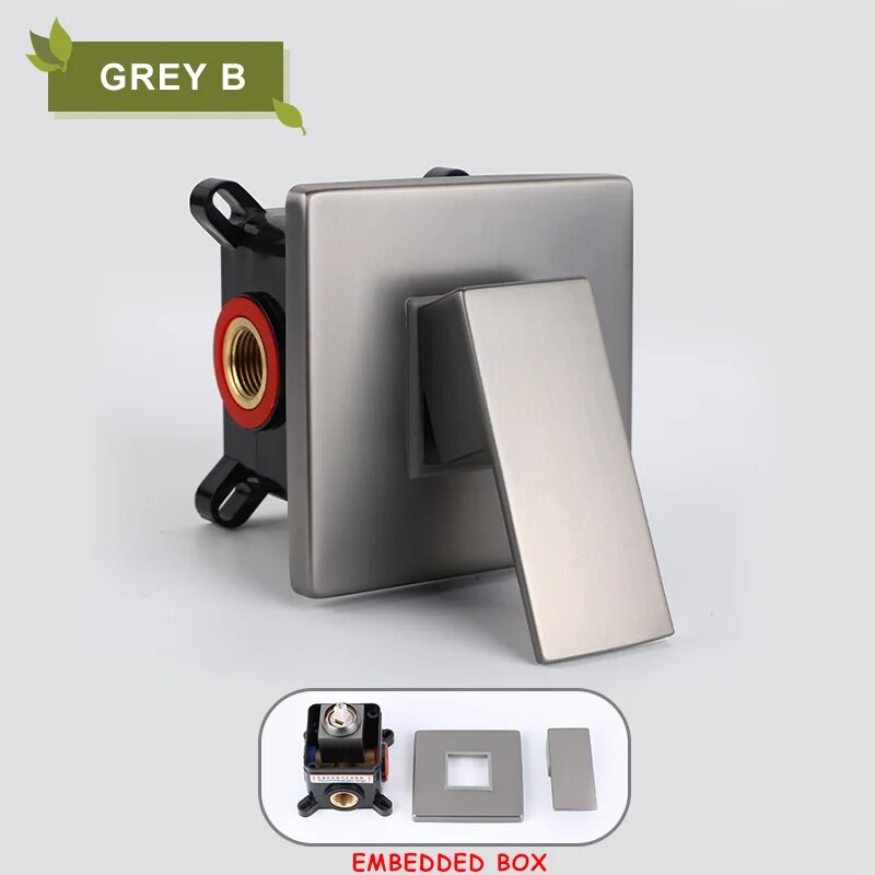 Кран для ванны и душа с матовым золотым покрытием с регулировкой латунного смесительного клапана Переключатель скрытого душевого клапана смеситель Кран для отеля Настенный душевой переключатель - коробчатый тип Серый B