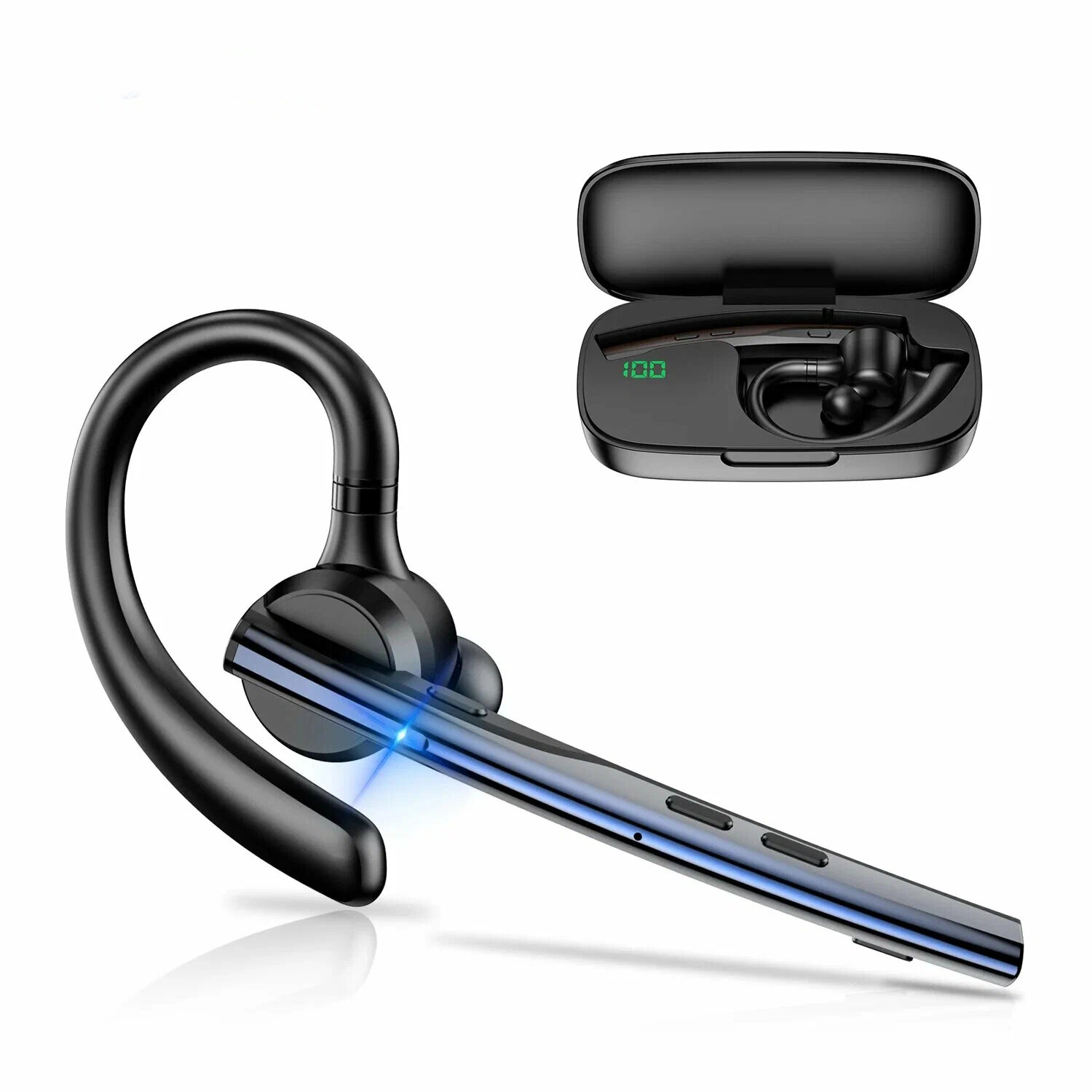 Гарнитура для телефона New Bee M 54, bluetooth, шумоподавление, с зарядным кейсом, Type-C, черная