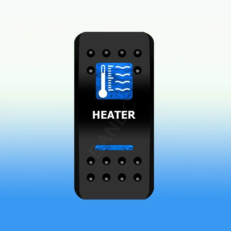 Кулисный переключатель Heater, синий светодиод, водонепроницаемый