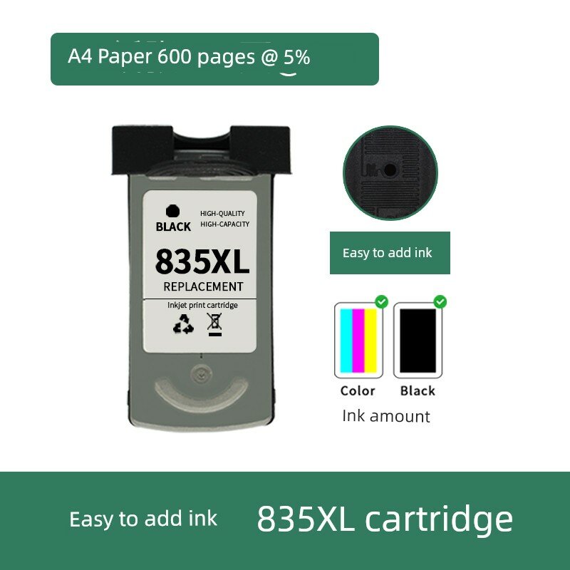 Картридж Canon PG835 Черный С Возможностью Доливки с Дополнительной Черной Чернилой для Принтеров IP1188