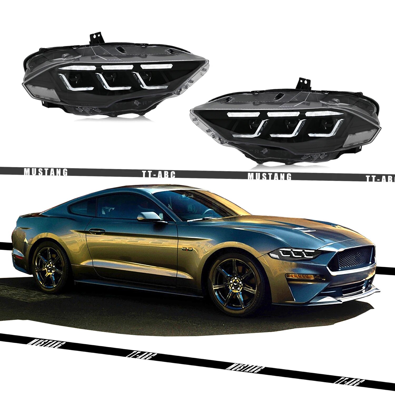 Фары для Ford Mustang 2018-2022 Полный светодиодный контроль освещения