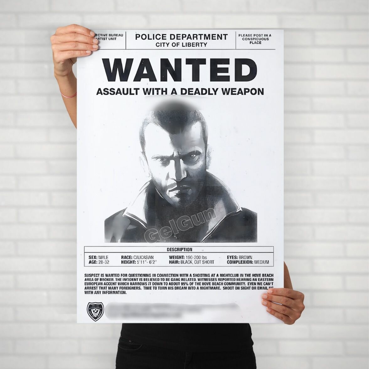 Плакат на стену для интерьера ГТА (IV - Нико Беллик 11) - Постер по игре GTA Grand Theft Auto формата А1 (60x84 см)