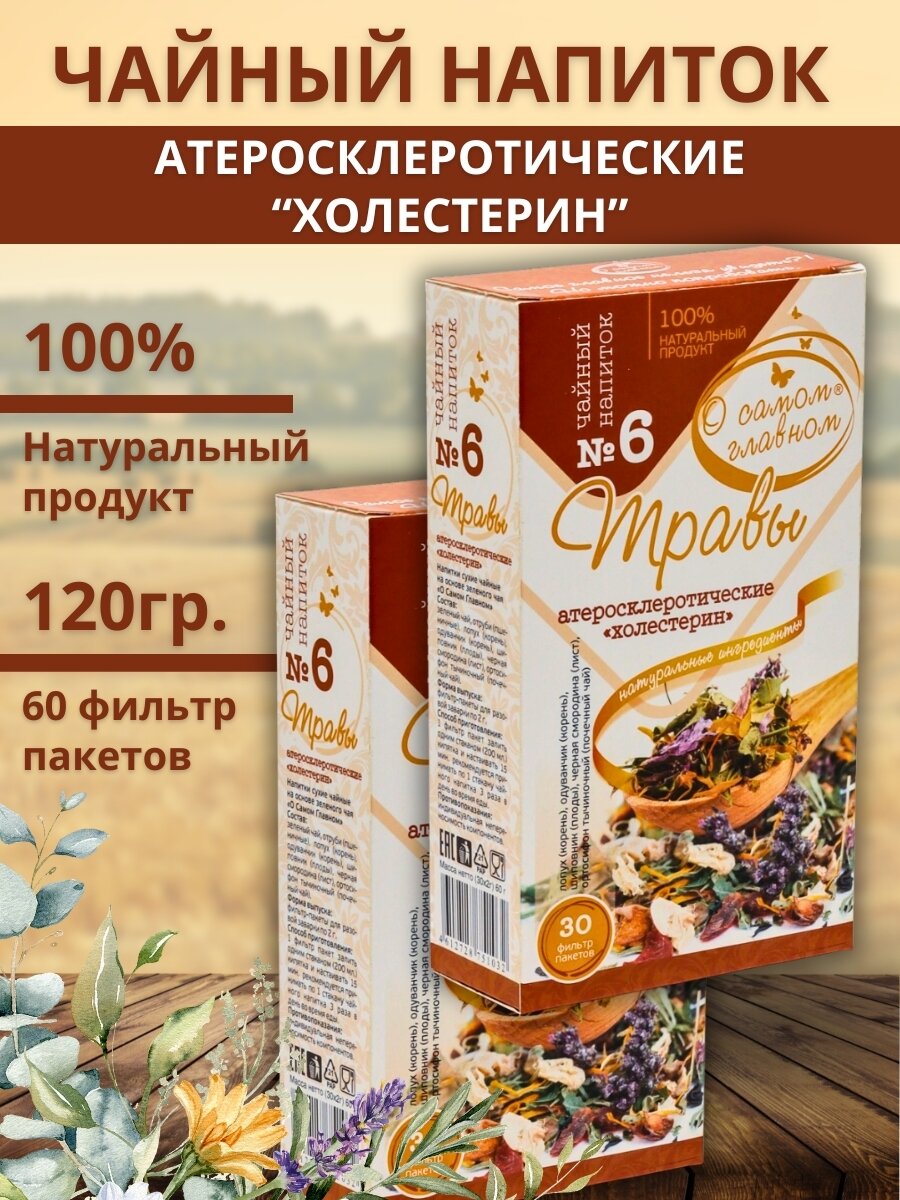 Чай "О Самом Главном" №6 Травы атеросклеротические "Холестерин" 2 шт по 2 гр. №30