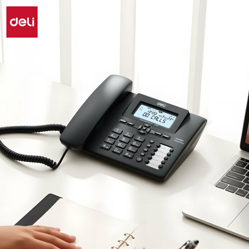 Deli GP888 Стационарный телефон черный для офиса и дома с подключением к компьютеру большая емкость умный экран набора