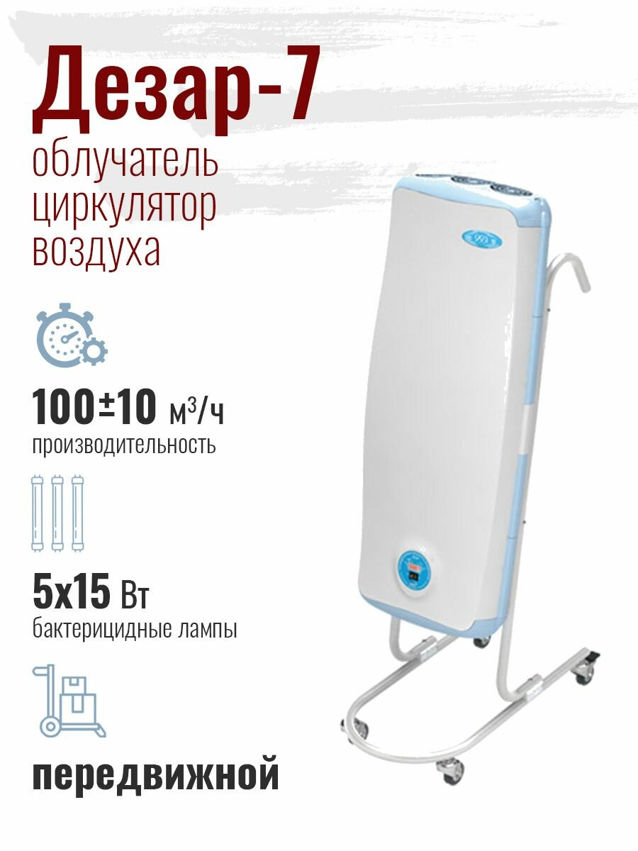 Облучатель-рециркулятор воздуха ультрафиолетовый бактерицидный Дезар-7 передвижной
