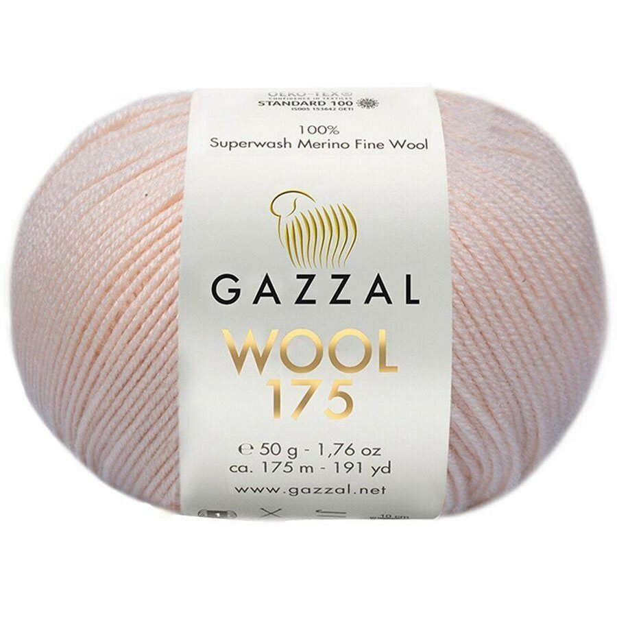 Пряжа Gazzal WOOL 175 341 св. персик (5 мотков)
