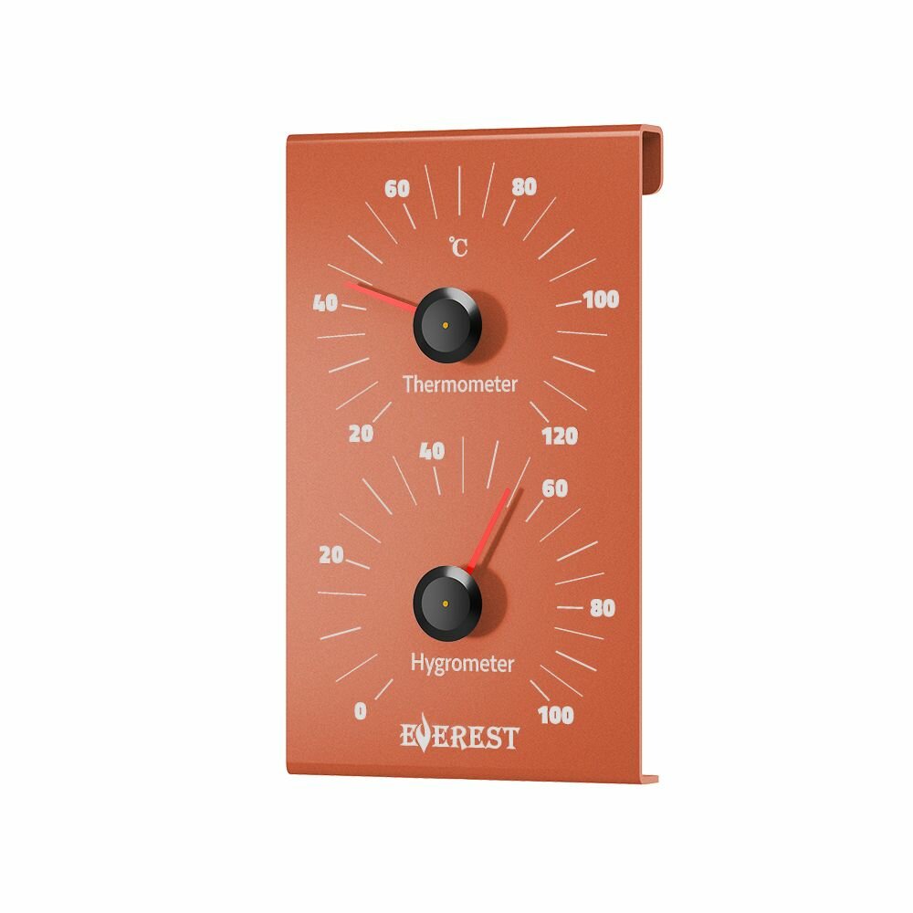 Термогигрометр для бани и сауны EVEREST, алюминий, оранжевый (orange) TG-27