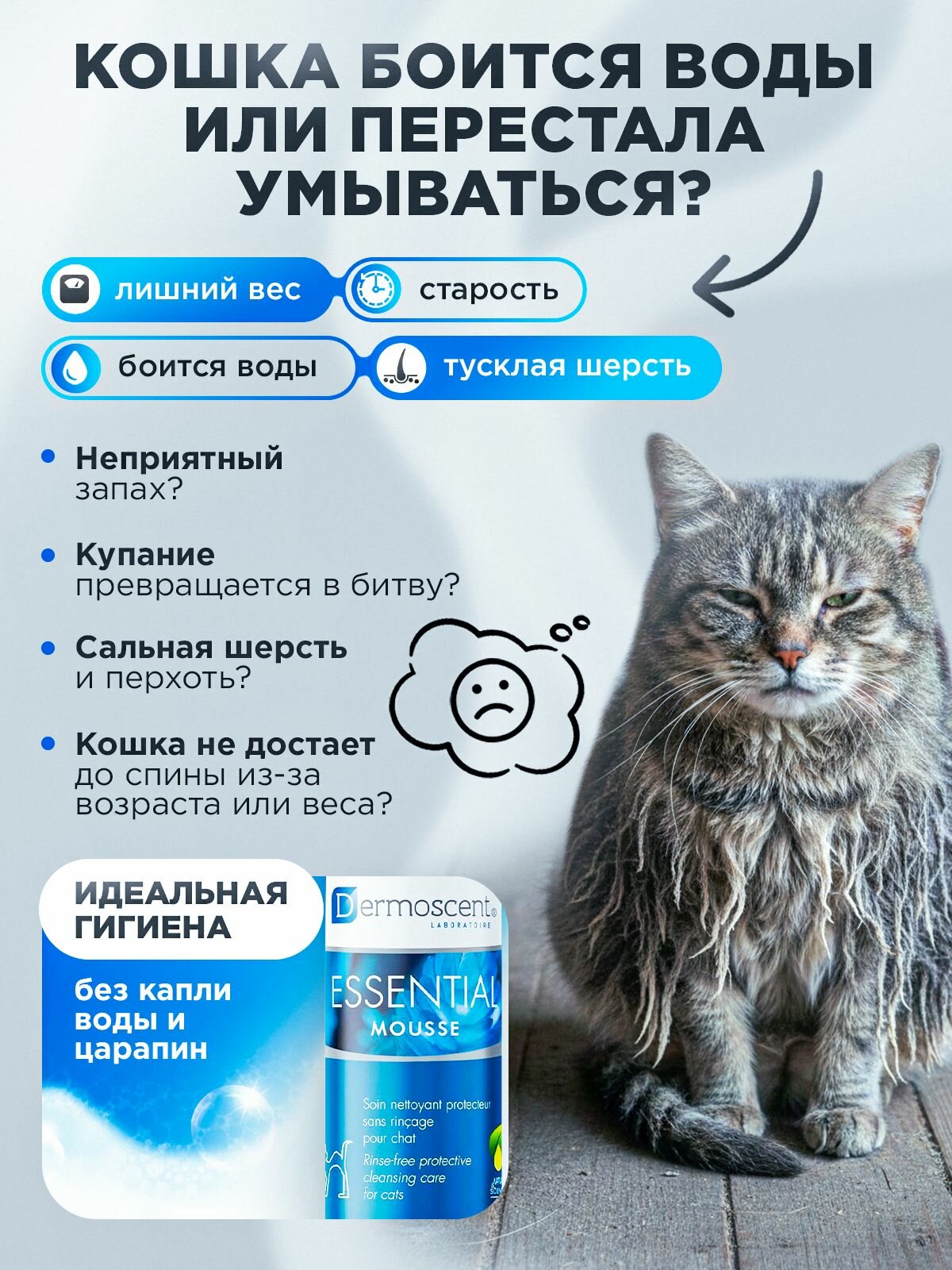 Пенка-шампунь для кошек Dermoscent 150 мл