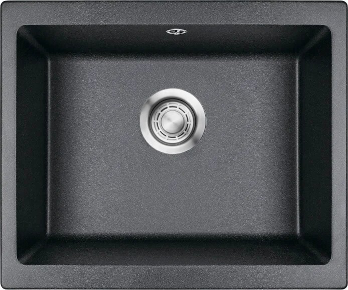 Мойка кухонная Emar Quartz EMQ-1555. P кварцевая, 55x46, прямоугольная, мойка для кухни, черная, под столешницу, серая, матовая