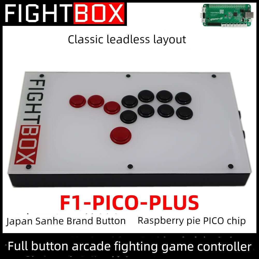 Контроллер для аркадной игры Street Fighter III на Raspberry Pi PICOPLUS с полным набором кнопок и стандартной