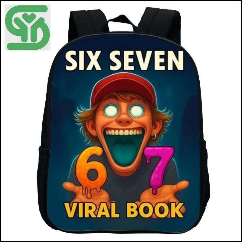 Рюкзак для мальчика с принтом Six Seven Viral Book, для детсада, темно-синий