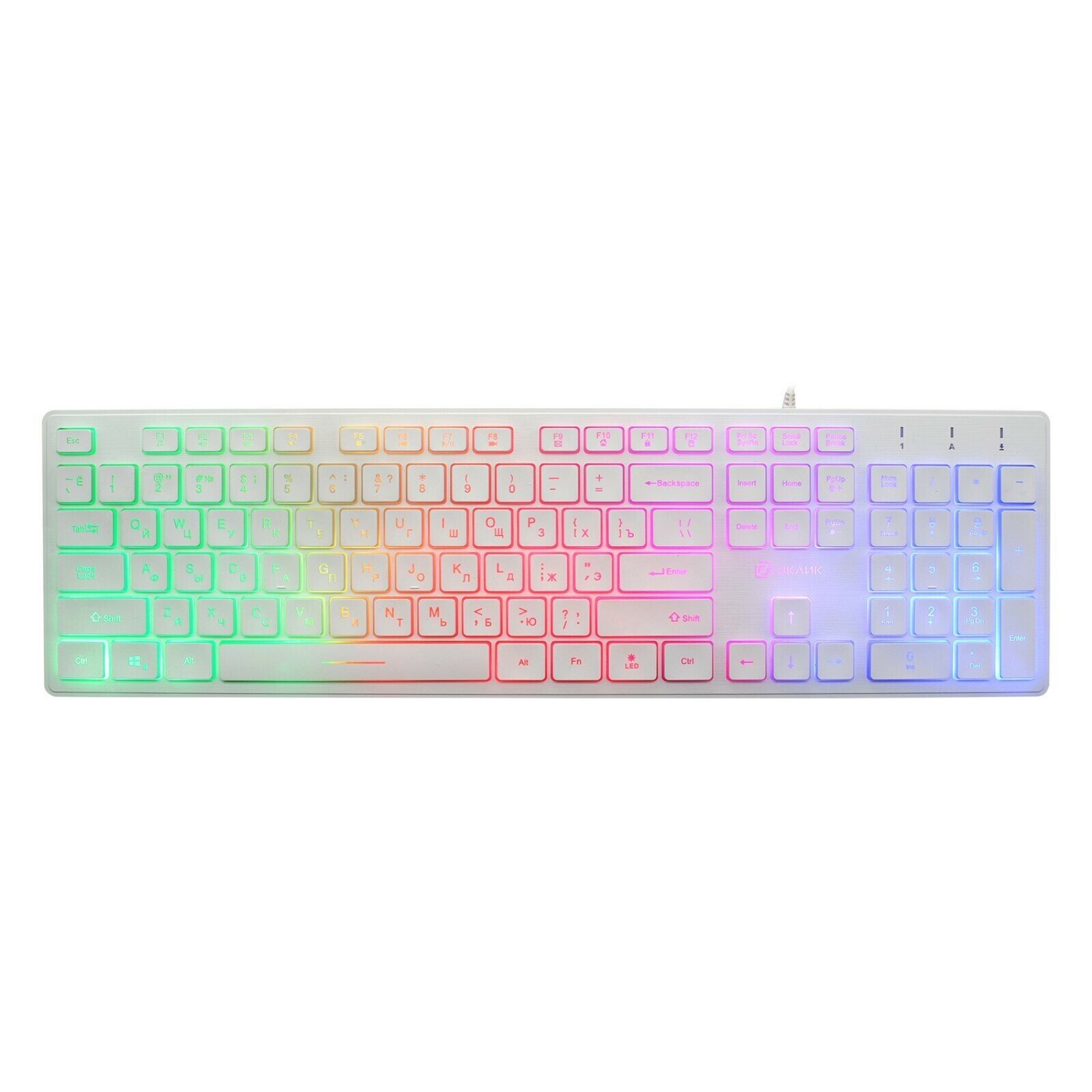 Клавиатура OKLICK проводная компьютерная 550ML белая USB LED