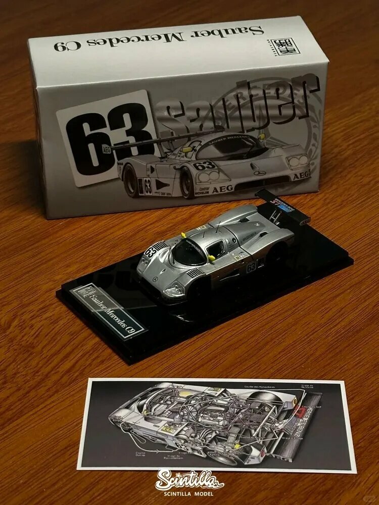 Машинка YS MODEL 1/64 #Sauber Mercedes C9 Yellow Alloy Car Model Collection Gift