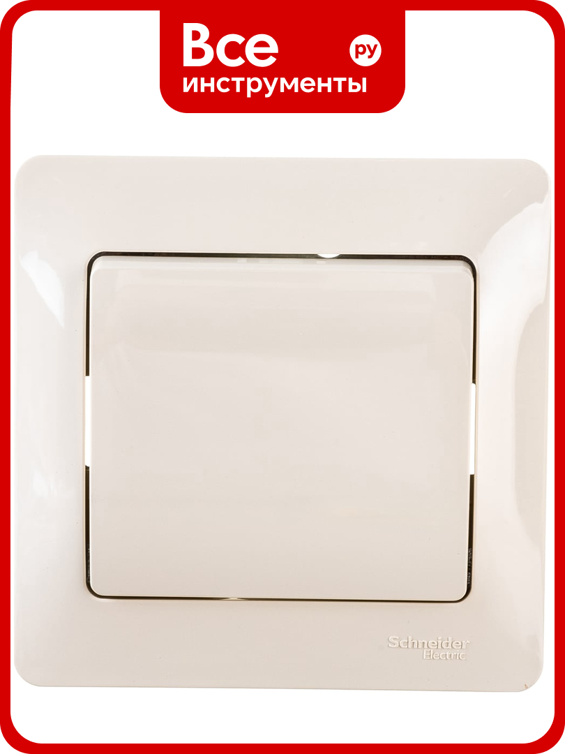Выключатель Systeme Electric 1‑клавишный GLOSSA бежевый SchE GSL000212 встраиваемый пластик защита
