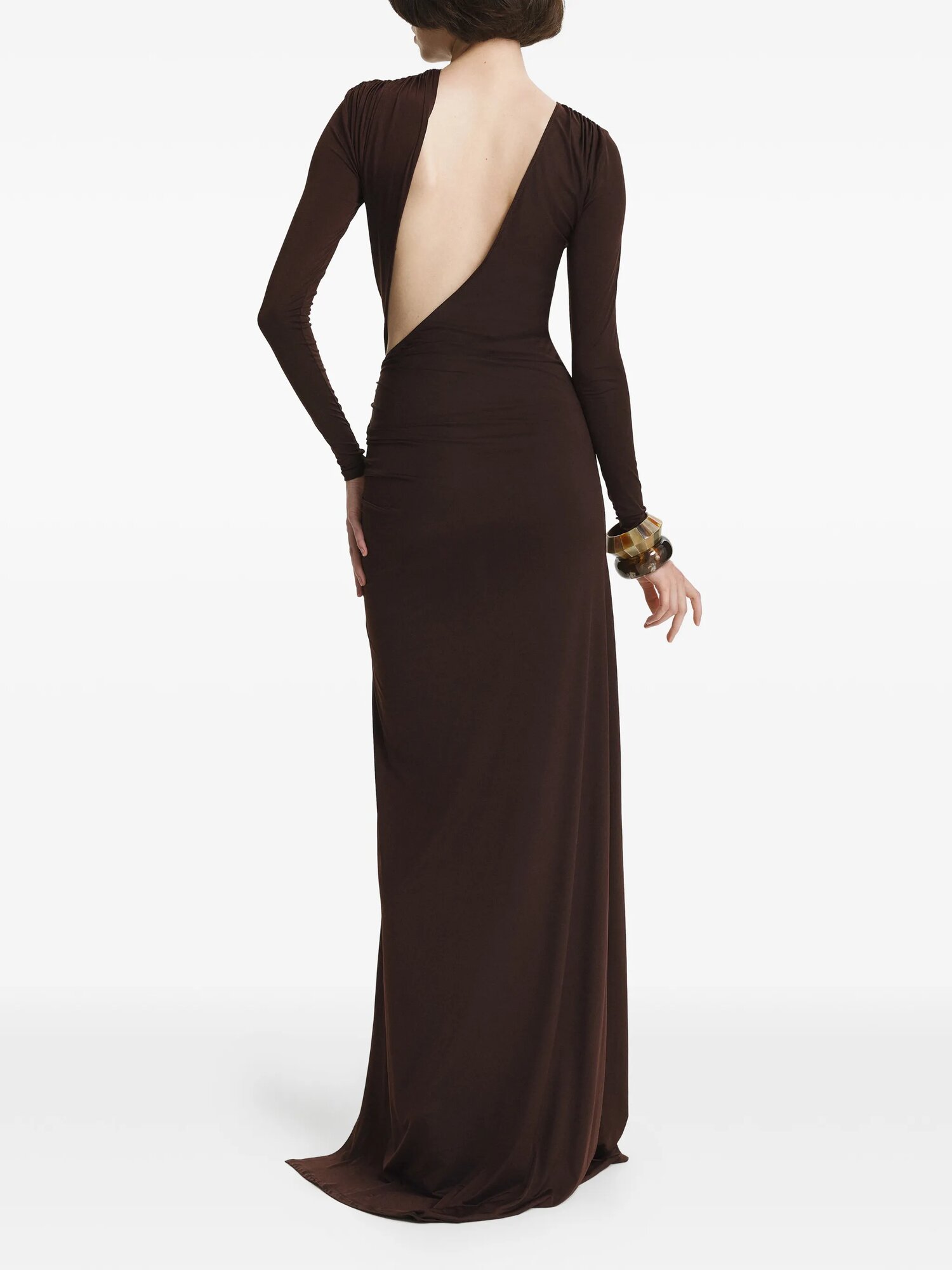 Платье  Ruched open-back maxi dress, размер 48, коричневый — фото 1