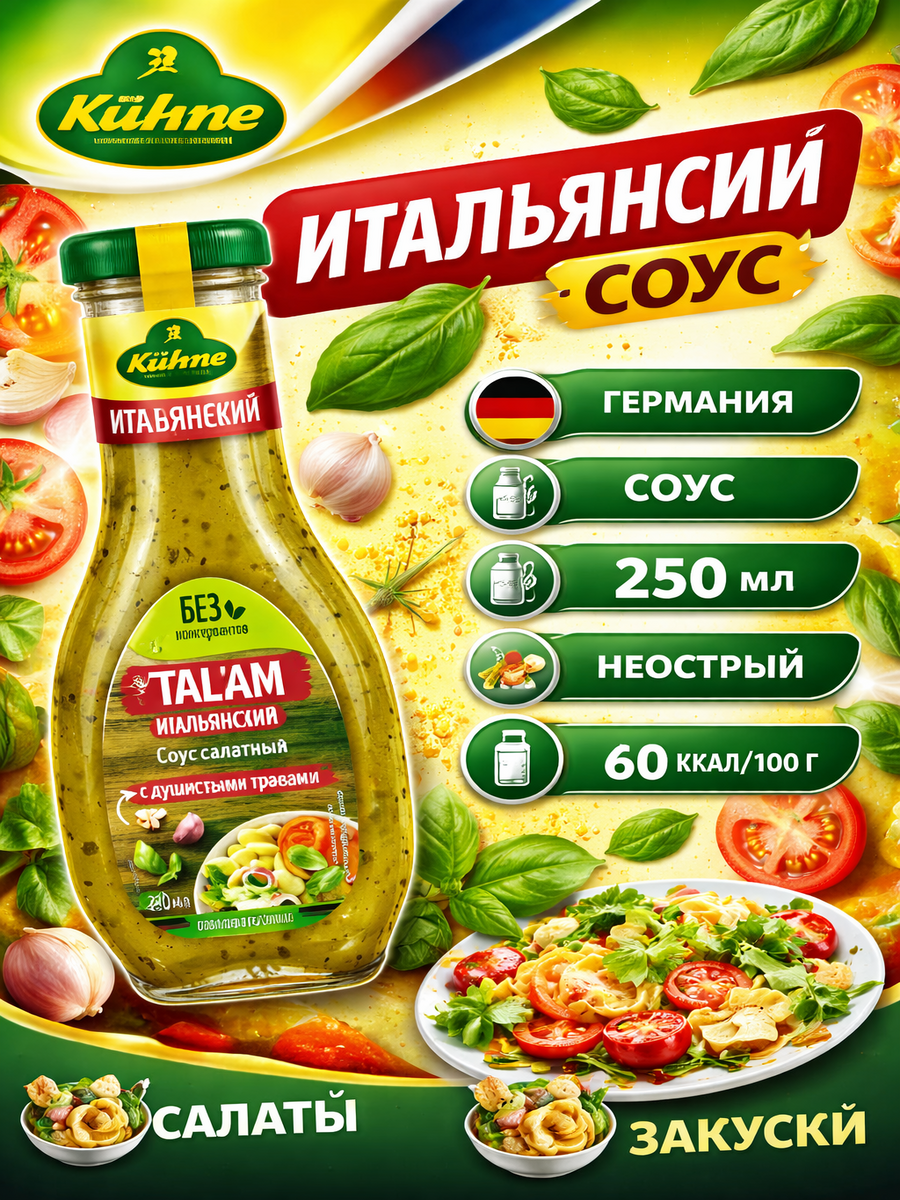 Соус Kuhne салатный итальянский, 250мл