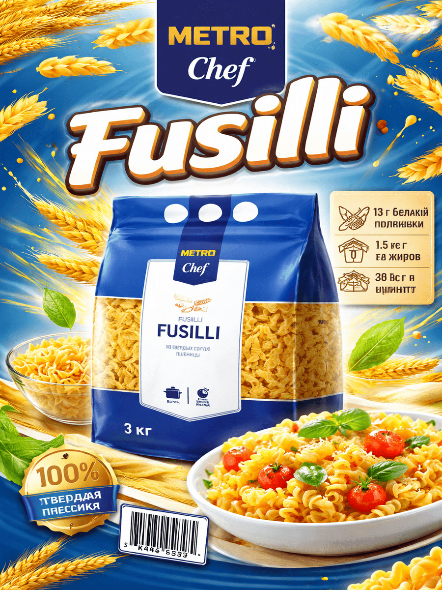 METRO Chef Макароны спирали Fusilli, 3кг