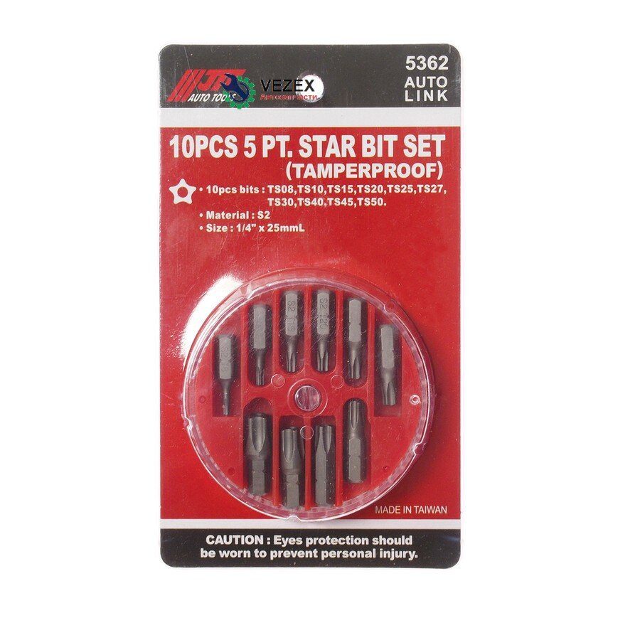 JTC JTC5362 набор бит! 1/4' DR TORX TS08-TS50 10 предметов в боксе\