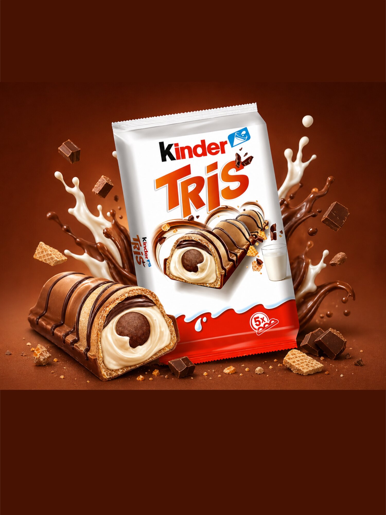 Kinder Tris Печенье батончики с хрустящей вафлей и молочной начинкой 100 гр (Германия)