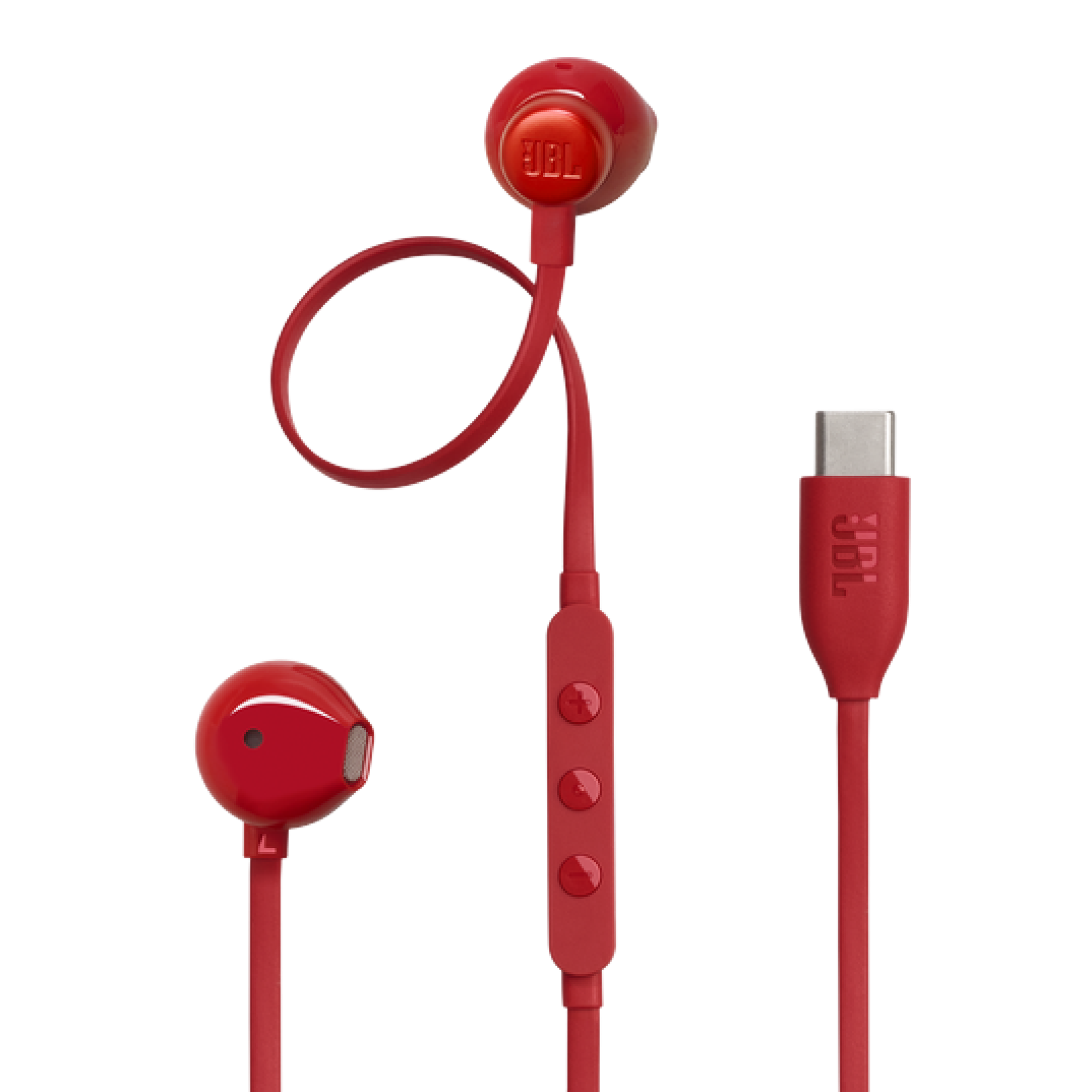 Наушники JBL T305C TUNE - Красный , проводные, с микрофоном, с USB Type-C