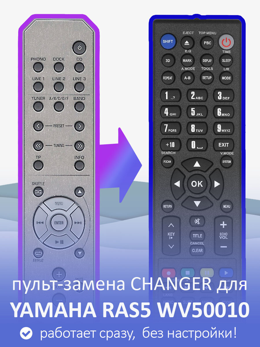 Пульт-замена для YAMAHA RAS5 WV50010