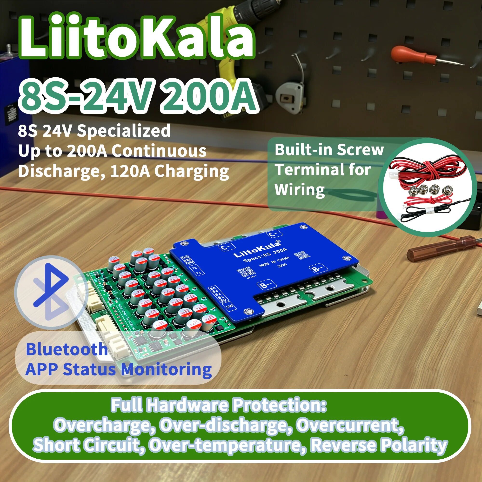 LiitoKala 8S-24V 200A BMS с Bluetooth