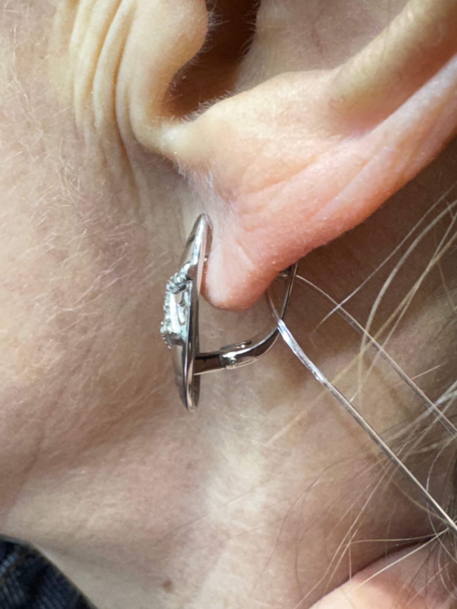 Серьги двусторонние Diamant, белое золото, 585 проба, родирование, фианит, размер 10 мм, длина 2 см, , бесцветный — фото 1