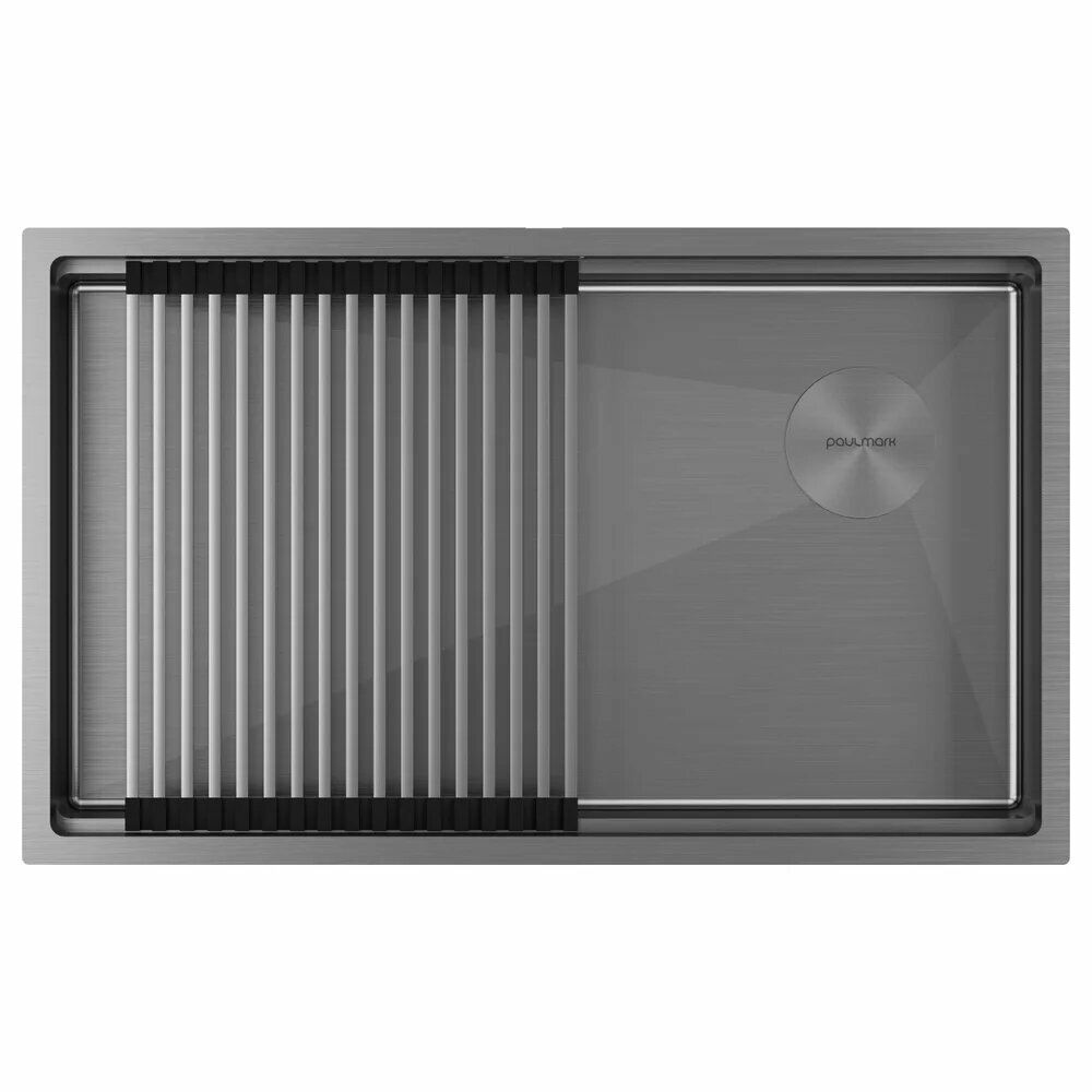 Мойка кухонная Paulmark 74 UNI PM707445-GM металлическая, 74x45, прямоугольная, мойка для кухни, врезная, под столешницу