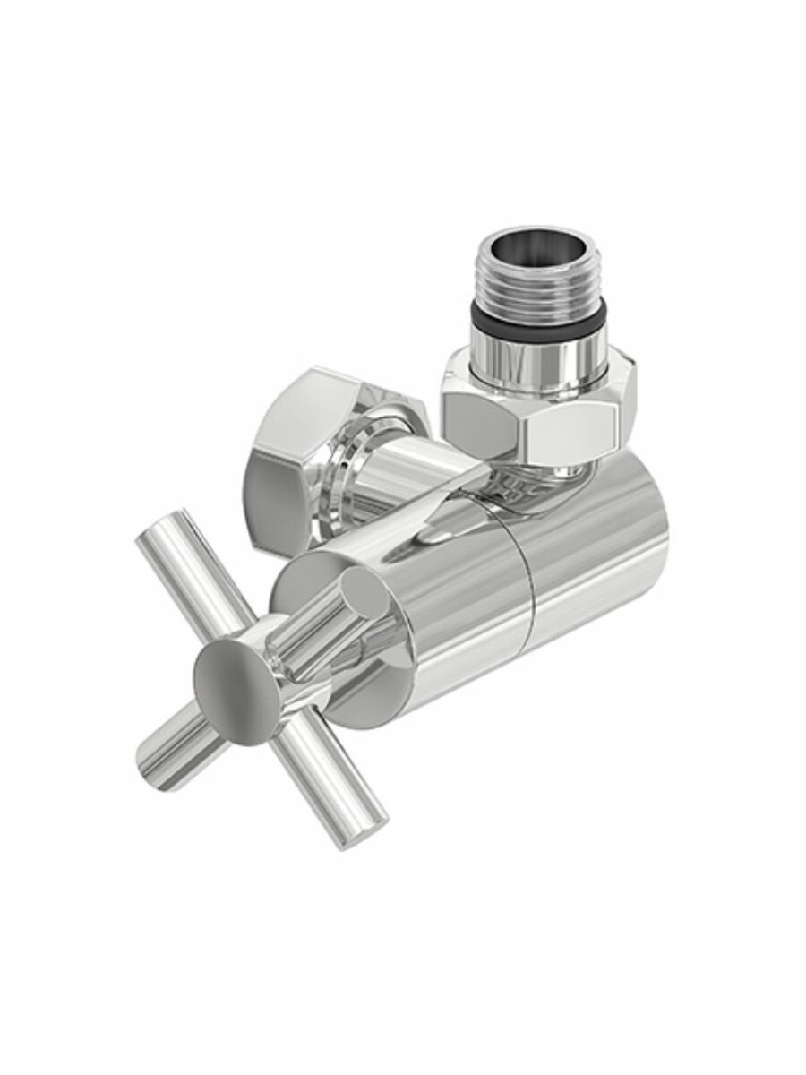 Сунержа Вентиль 3D правый (крест) G 1/2" НР х G 3/4" НГ, цвет хром