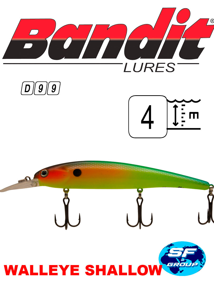 Воблер Bandit Walleye Shallow 12 см 17,5 гр заглубление 4м #D99