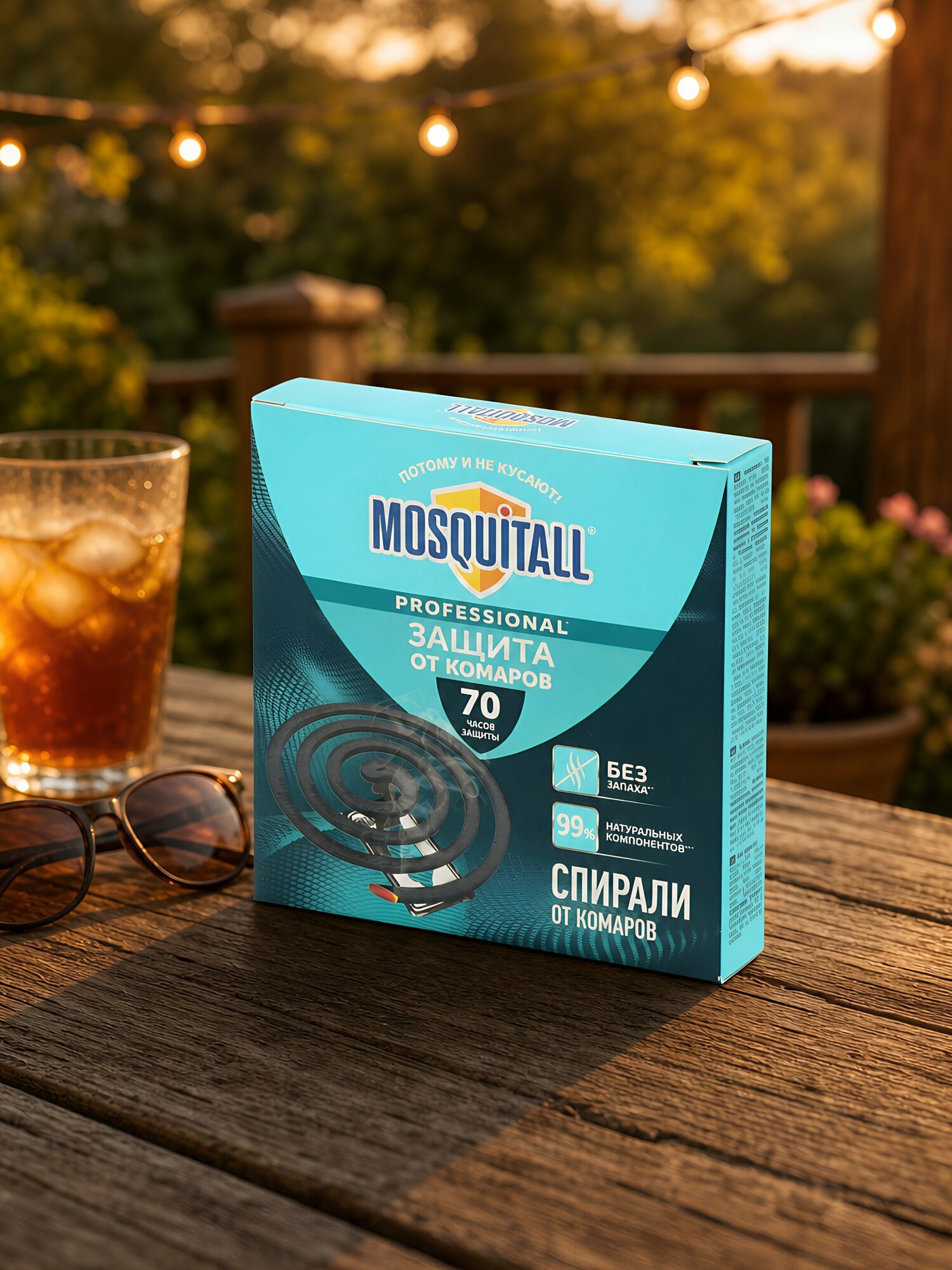 Репеллент от комаров Mosquitall Профессиональная защита, спираль от насекомых, 10 штук для дома и улицы