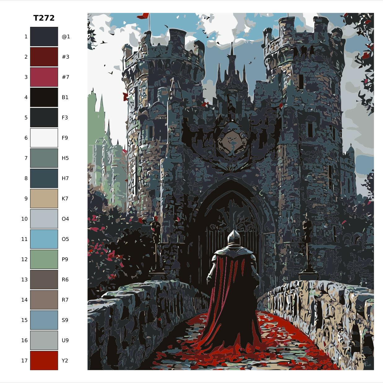 Картина по номерам Т272 "Рыцарь и замок", 70x90 см