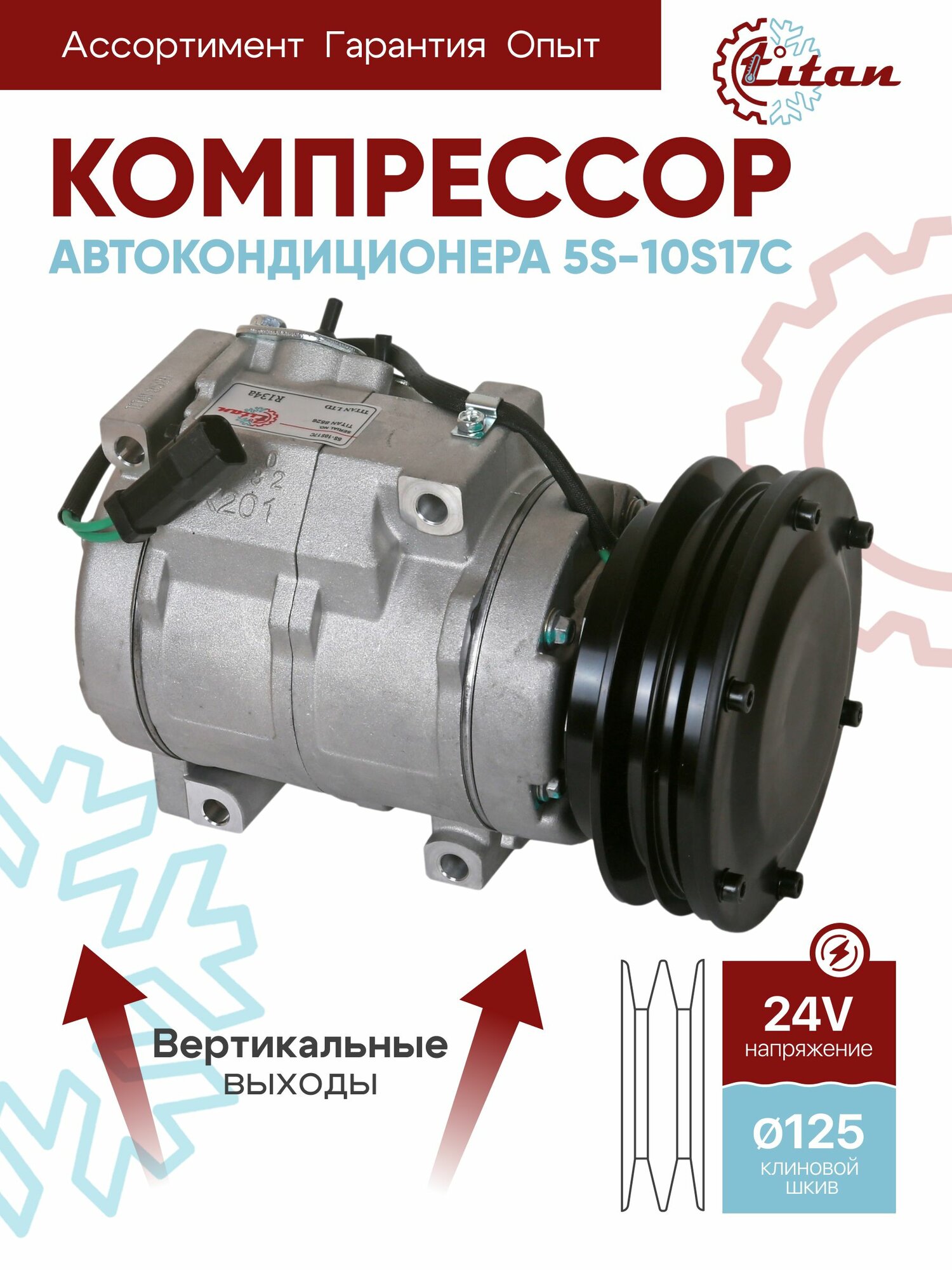 Компрессор 5S-10S17C A1 24V VER, 125, 70,2; PAD TITAN