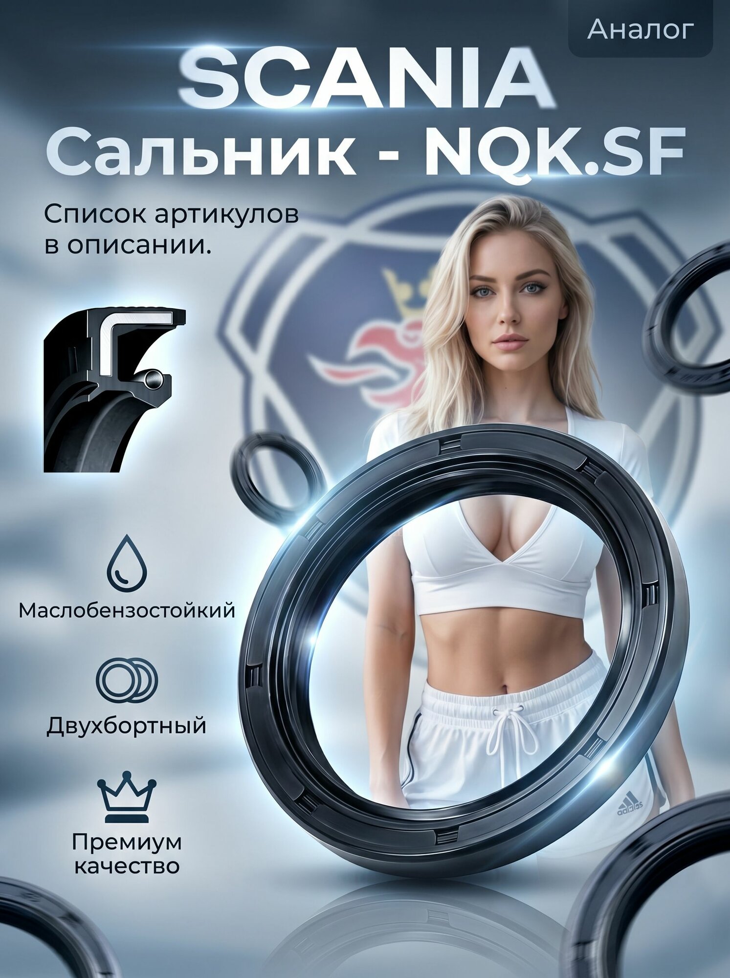 Сальник коробки передач 12015765B - NQK.SF на SCANIA 3 - series