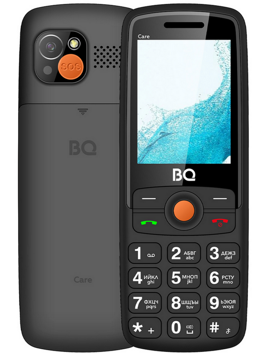 Мобильный телефон BQ 2459 Care Черный 2 sim 2.4″ TFT 2G 1800 mAh RU