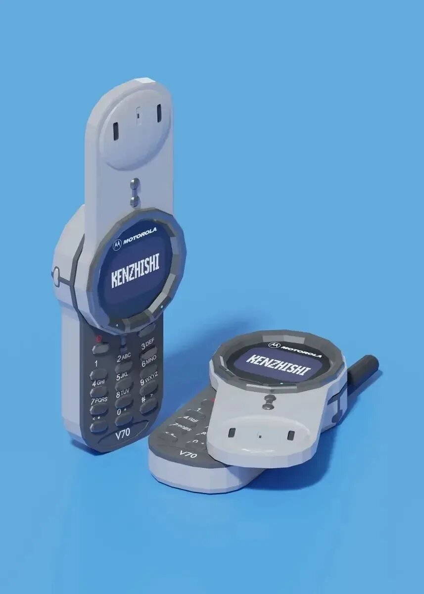 Мобильный телефон Motorola V70, картина на холсте 50x70см