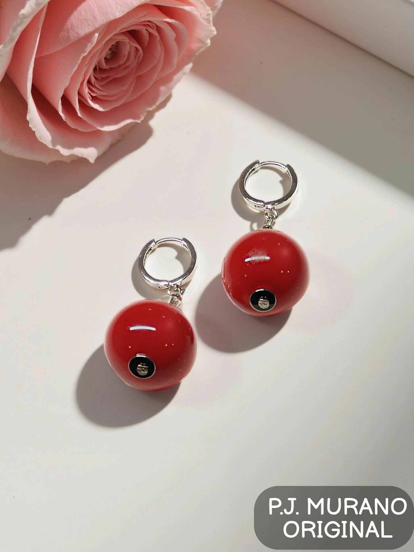 Серьги двусторонние P.J. MURANO, муранское стекло