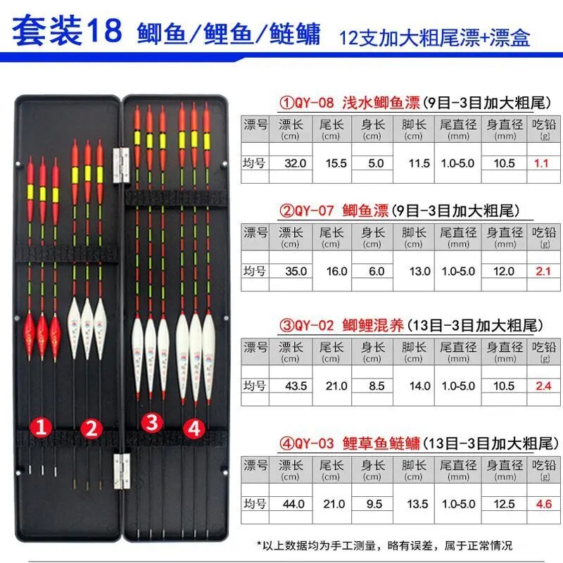 Нано-поплавки для рыбалки Balsa Boya, комплект 12 шт Черный, Set 18