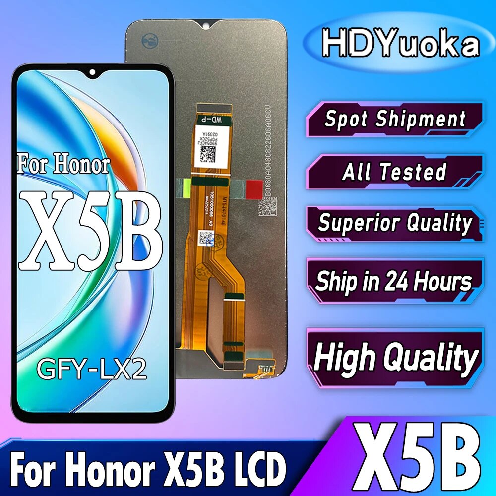 6,56 "высокое качество для Honor X5B ЖК-дисплей с сенсорным экраном и дигитайзером в Black No Frame