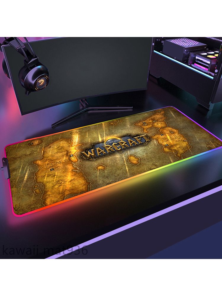 RGB Игровой коврик для мыши World of Warcraft, светящееся настольное покрытие для киберспортивного игрока, 40x90xxl