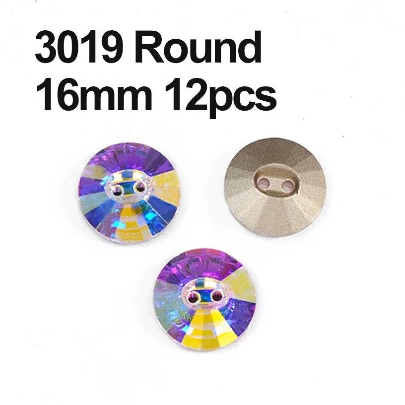 CTPA3bI стеклянные пуговицы 2-отверстия с кристаллами Round 16mm
