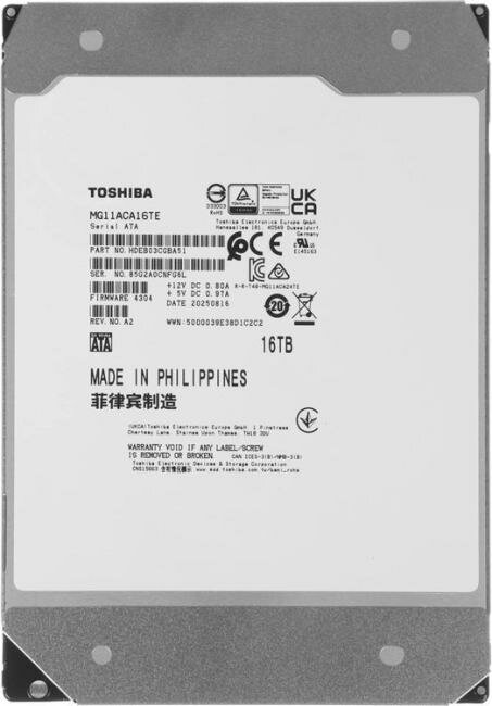 MG11 MG11ACA16TE 16 Тб 7200 оборотов/мин SATA 6Gb/s (SATA-III) 3.5" 1024 Мб 24x7 512e