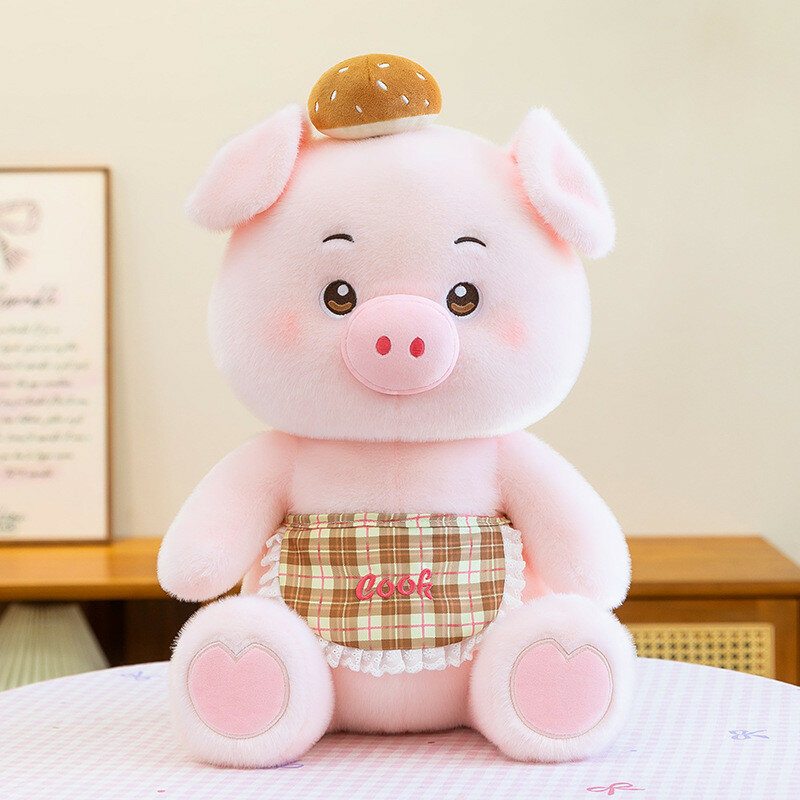 Игрушка свинья мягкая с короткой шерстью и хлопковым наполнением для детской комнаты и подарка pigmushroom 35см, розовая