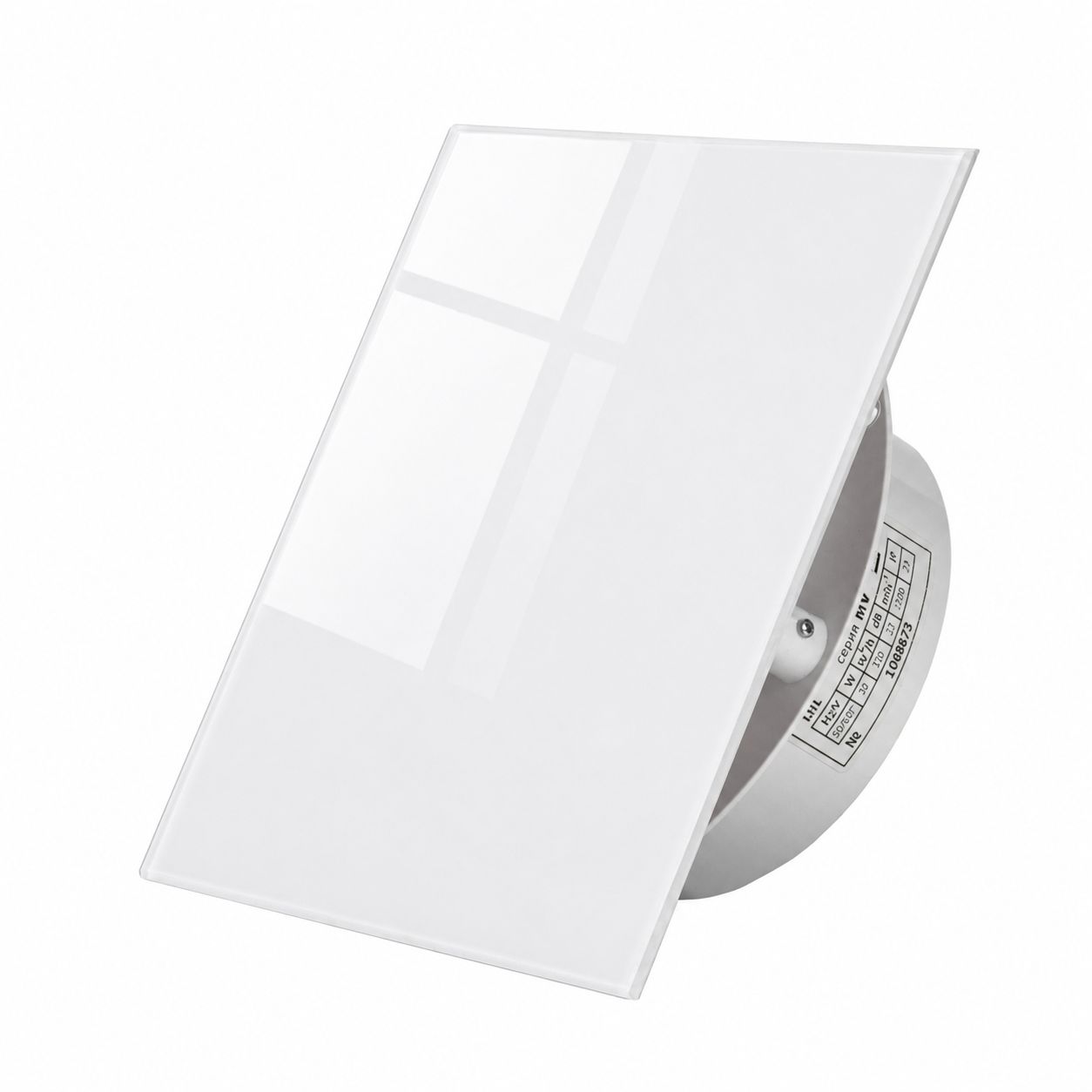 Вытяжной тонкий вентилятор SlimVent МV 120, стекло квадрат белый глянцевый