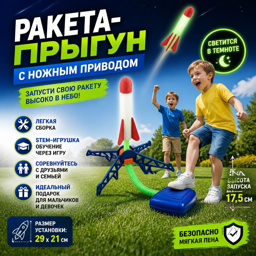 Детская игрушка для улицы "Ракета-прыгун" с ножным приводом